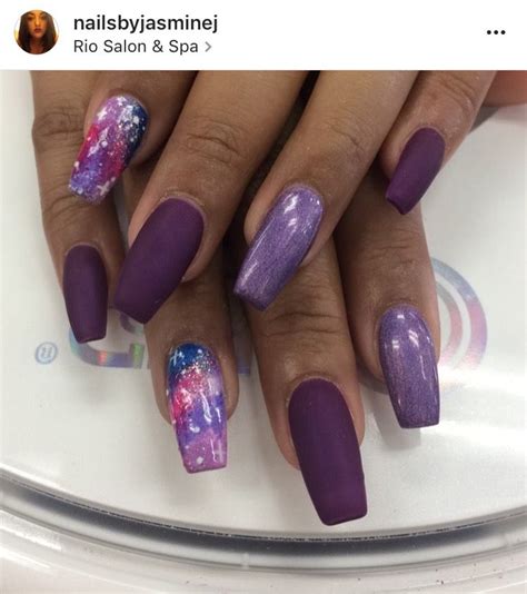 Purple Galaxy Nails Tapered Square Nails Purple Nail Designs Square