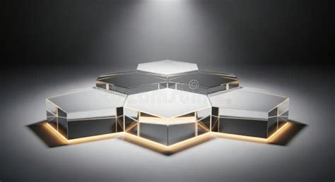 Modern Hexagonal Stage Design With Dramatic Spotlight Illumination And