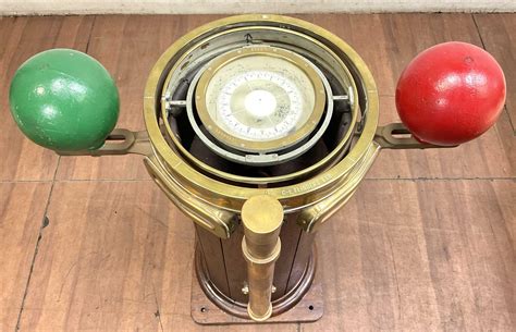 Lot Antique Ships Brass Binnacle And Compass