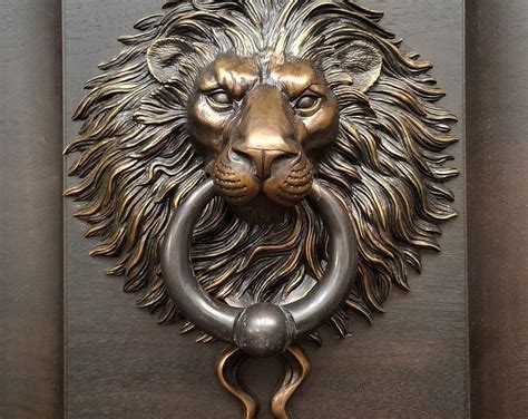 Authentic Vintage Brass Lion Door Gate Knocker Handle Pull Door