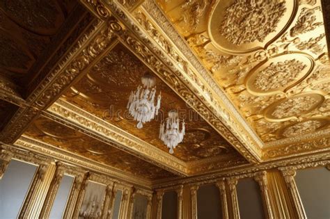 Luxurious Gold Leaf Pattern On A Classical Ceiling Design Stock Illustration Illustration Of