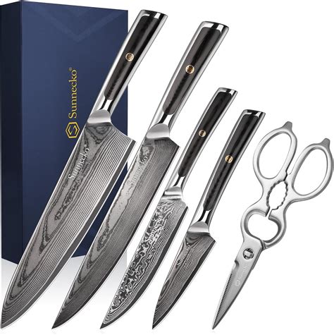 Lh Limassol Handmade Damascus Steel Kitchen Knife Set With Leather Case