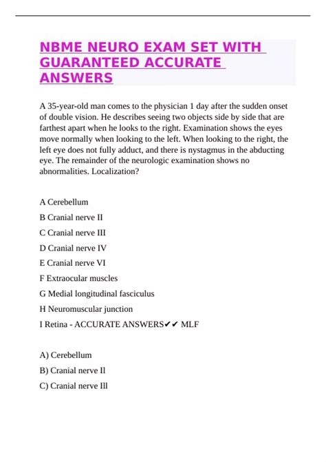Nbme Neuro Exam Set With Guaranteed Accurate Answers Nbme Neuro Stuvia Us