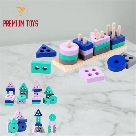 Jual Mini Shape Sorting Toys Basic Shape Mini Pasak Geometri Mini