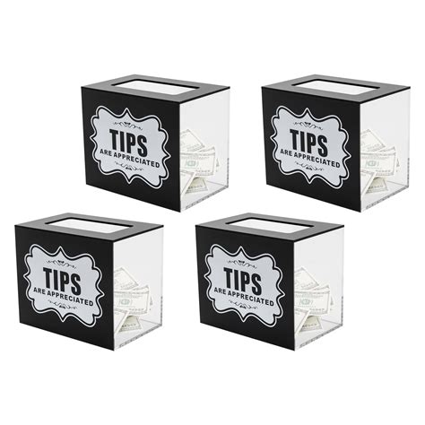 4 Pack Acrylic Tip Boxes Tip Jar Donation Box Acrylic Tip Jar Box 6