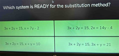Solved Which System Is Ready For The Substitution Method Others