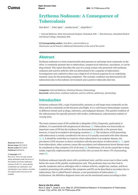 Pdf Erythema Nodosum A Consequence Of Tuberculosis