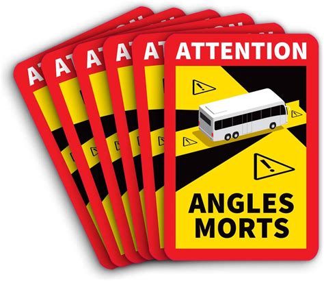 Pack Of 6 Attention Angles Mortsblind Spot Magnetic Signs 25 X 17 Cm