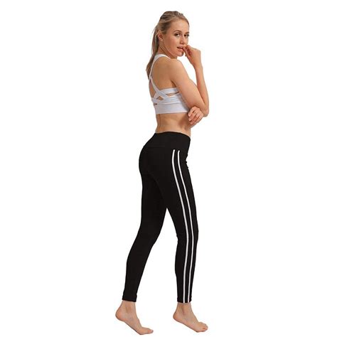 Ck2177 Women Strip Yoga Pants Size Xl Black