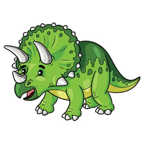Cartoon Triceratops Three Horned Dinosaur Illustration Illustrations