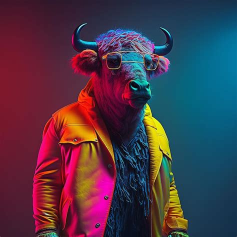Premium Photo A Man Wearing A Jacket And Glasses With The Word Buffalo On It
