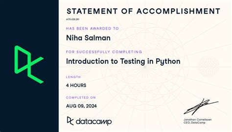 Completed Python Course By Datacamp Niha Salman Posted On The Topic Linkedin