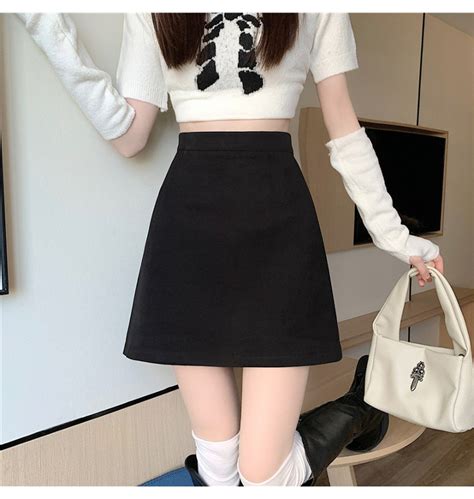 여자 트렌디 정장 스커트 모직 스커트 추동 하이웨스트 블랙 A라인 힙 캐주얼 별빛4 티몬