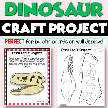 Dinosaur Tyrannosaurus Skull Fossil Printable Craft Project By Dovie Funk
