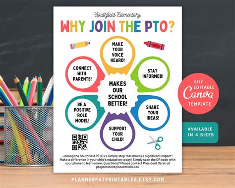 Editable Why Join The Pto Pta Infographic Flyer Qr Code Volunteer