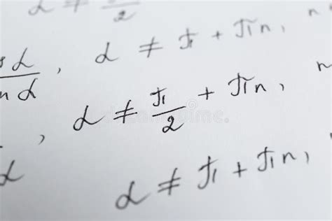 Sheet Of Paper With Different Mathematical Formulas Closeup Stock Image Image Of Exercise