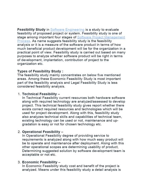 Feasibility Study Pdf Feasibility Study Software Engineering