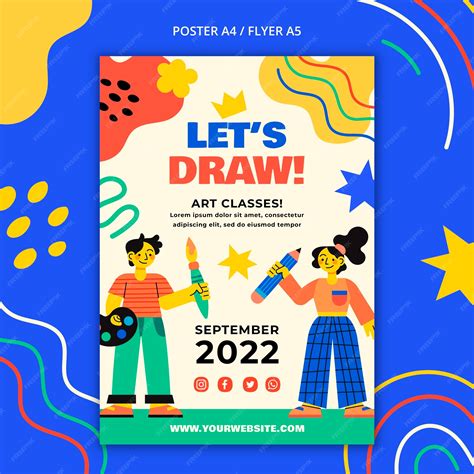 Free Psd Flat Design Art Class Template