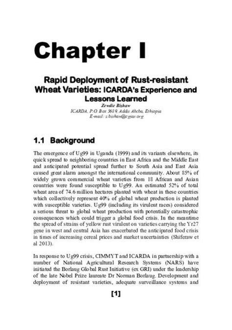 Rapid Deployment Of Rust Resistant Wheat Varieties Icardas Experience