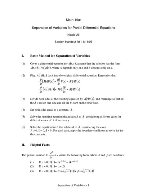Separation Of Variables For Pdes Pdf Partial Differential Equation Equations