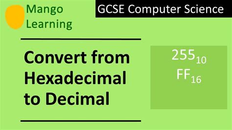 Convert From Hexadecimal To Decimal Youtube