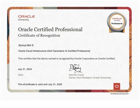 soorya sunil on linkedin oraclecloud generativeal certification