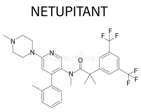 Netupitant Drug Molecule Skeletal Formula Chemical Structure Stock