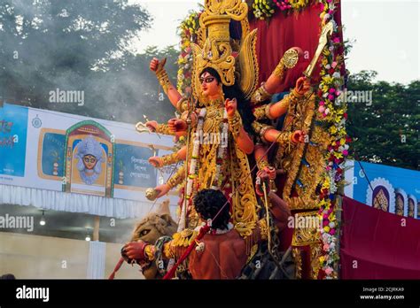Kolkata West Bengal India October 2019 Durga Pooja In Calcutta Goddess Durga Idol At Puja