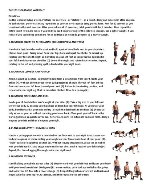 Spartacus Workout 2012 Circuit Guide Pdf Recreation Human Anatomy
