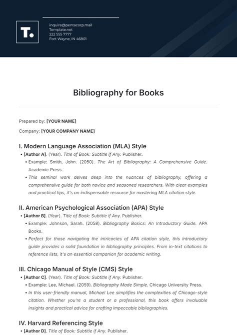 Free School Project Bibliography Template To Edit Online