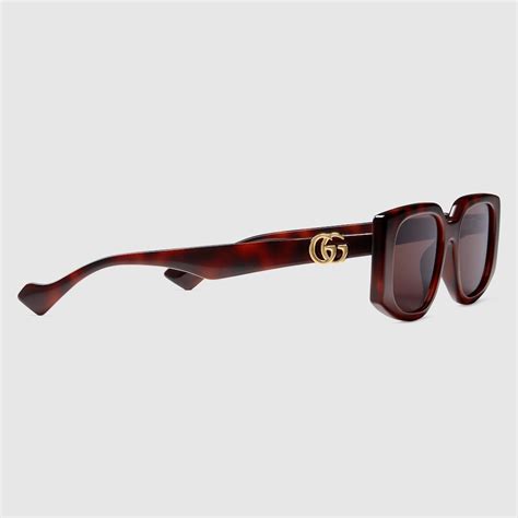 Rectangular Frame Sunglases In Tortoiseshell Injection Gucci® Fi
