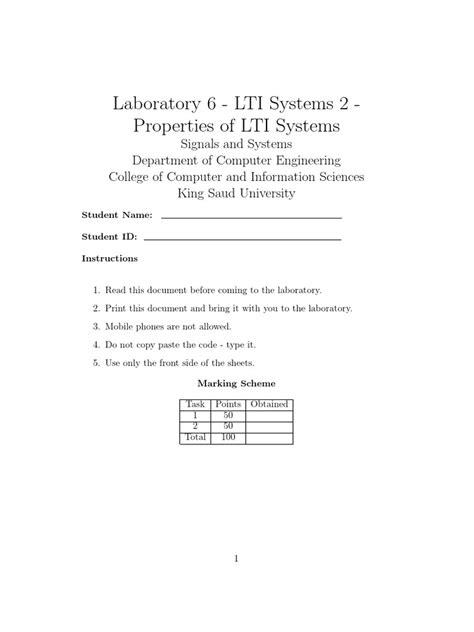 Laboratory 6 Properties Of Lti Systems Pdf Computer Science Computing
