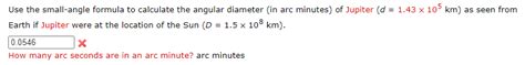 solved use the small angle formula to calculate the angular