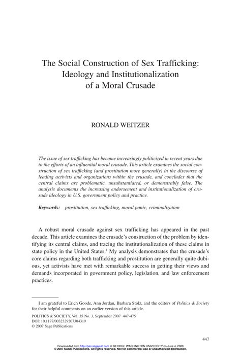 Pdf The Social Construction Of Sex Trafficking Ideology And