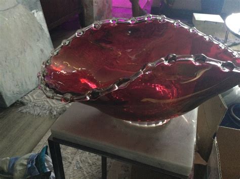 Ruby Red Flash Glass Bowl Etsy