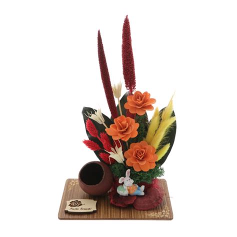 Aranjament De Paste Personalizat Flori Portocalii Cu Iepuras