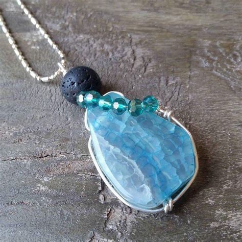 Essential Oil Diffuser Necklace Agate Sterling Silver Aromagemjewelry