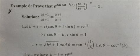 Example 6 Prove That E2aicot−1bbi1bi−1 −a1solution Bi1bi−1 B−i