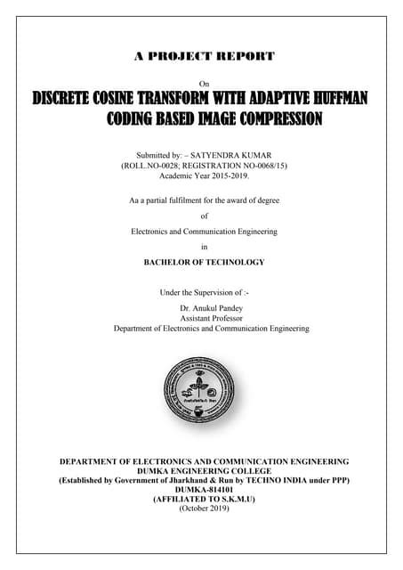 Discrete Cosine Transform With Adaptive Huffman Coding Based Image