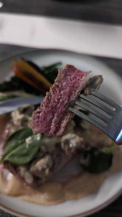 Homemade Dry Brined Medium Rare Fillet Mignon With Mouseline Roasted