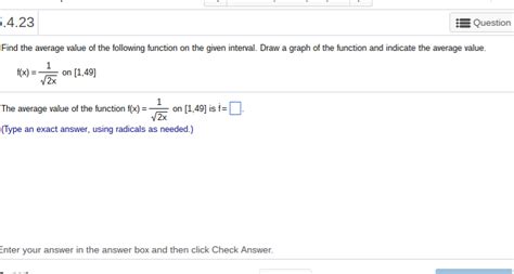 Solved Find The Average Value Of The Following Function On Chegg