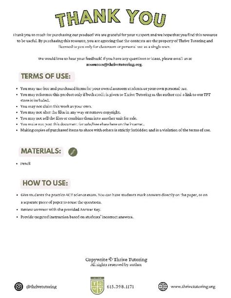 Act Science Practice Test 55 Original Questions Answer Key Tpt