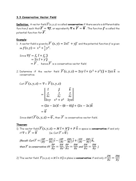 3 3 Conservative Vector Field Pdf Field Mathematics Mathematics