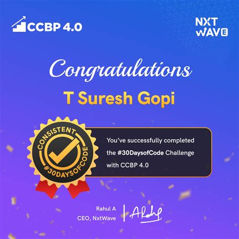 Suresh Gopi Telaprolu On Linkedin 30daysofcode Codingchallenge Milestoneachieved Nxtwave Niat