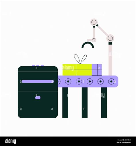 Conveyor Belt Packing Ts In Flat Vector Illustration Symbolizing Automation Manufacturing