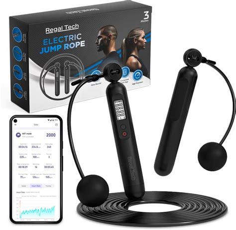 Regal Tech® Elektrisch Springtouw Digitaal Springtouw Met App Draadloos Springtouw Bol