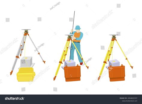 Positioning Survey Using Geodetic Gps Tool Stock Vector Royalty Free