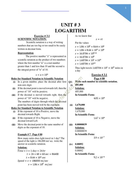 9th Class Math Notes Pdf Download Chapther 3 Pdf Logarithm Arithmetic