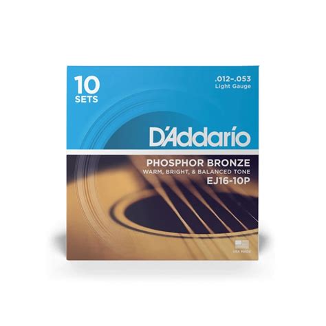 Daddario Ej16 Phosphor Bronze Acoustic Guitar Strings 10 Pack 12 53 Strings Ride Cymbals