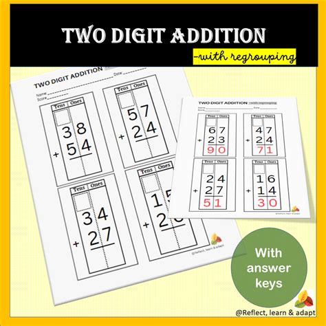 Two Digit Addition With Regrouping